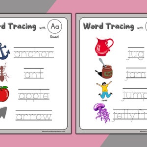 A to Z Alphabet Word Tracing Worksheets for Preschoolers and Elementary ...