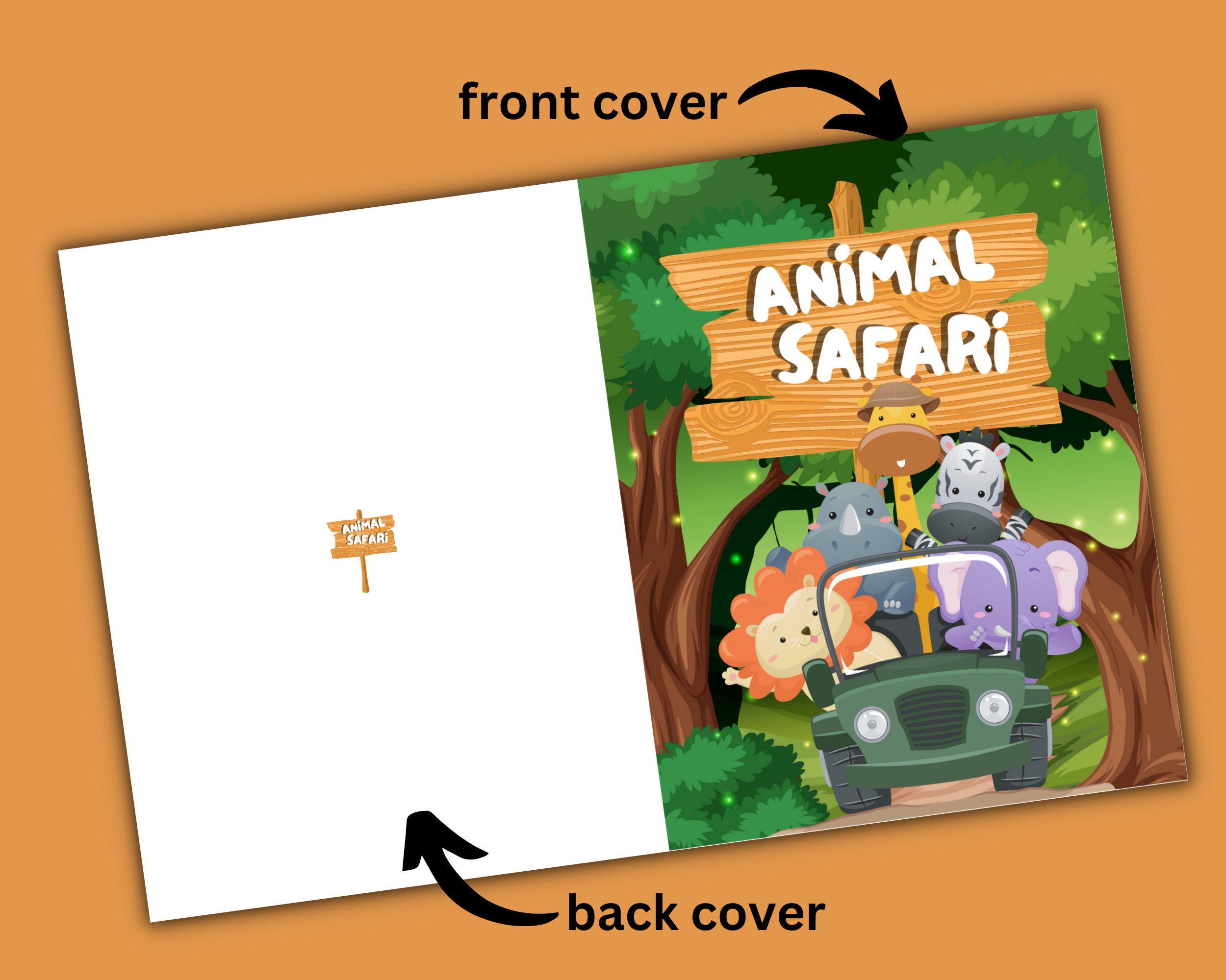 KDP Jungle Theme Book Cover Template, 8.5x11 Wild Animal Theme Cover ...