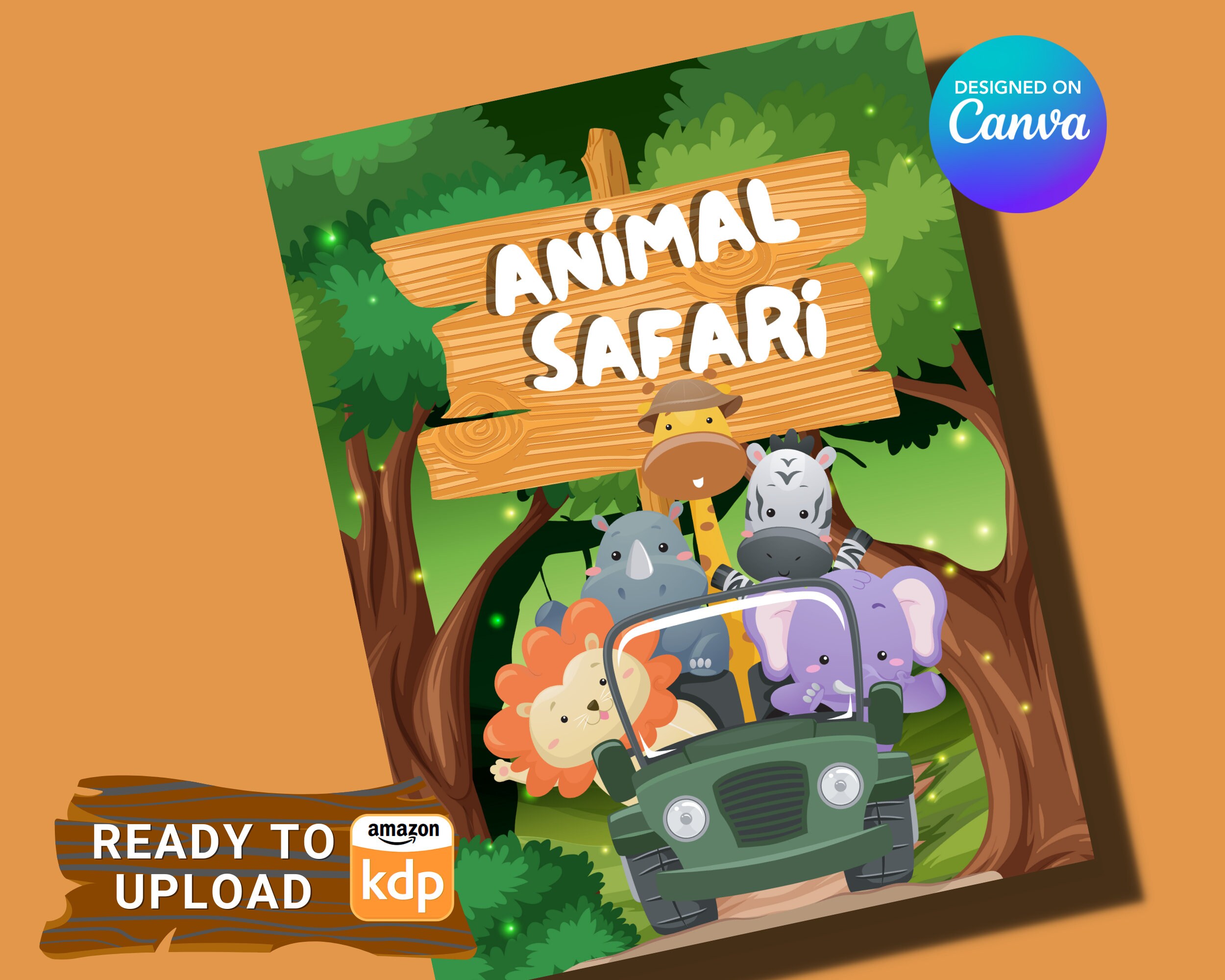 KDP Jungle Theme Book Cover Template, 8.5x11 Wild Animal Theme Cover ...