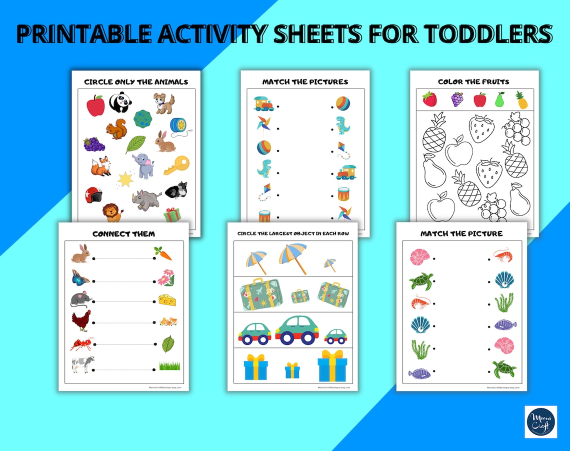 Printable Activity Sheets for Toddlers and Kindergarten Kids / - Etsy