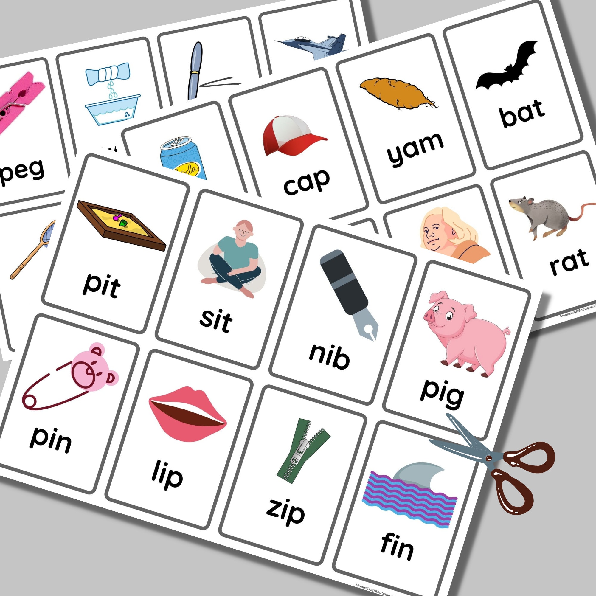 CVC Phonic Flashcards for Kids in Preschool, Kindergarten and ...