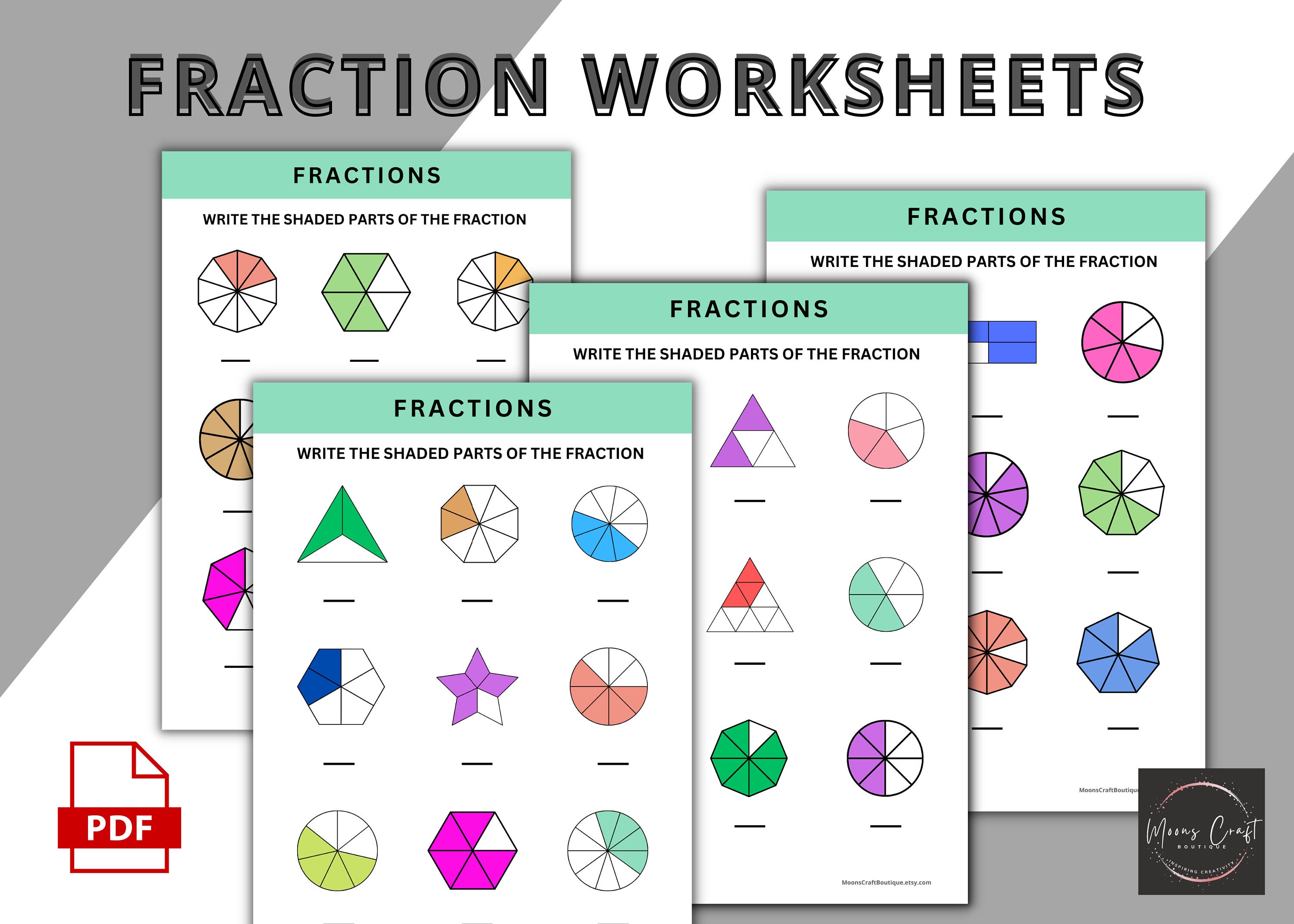 Printable Fraction Worksheets | Basic Fractions | Fraction Math ...