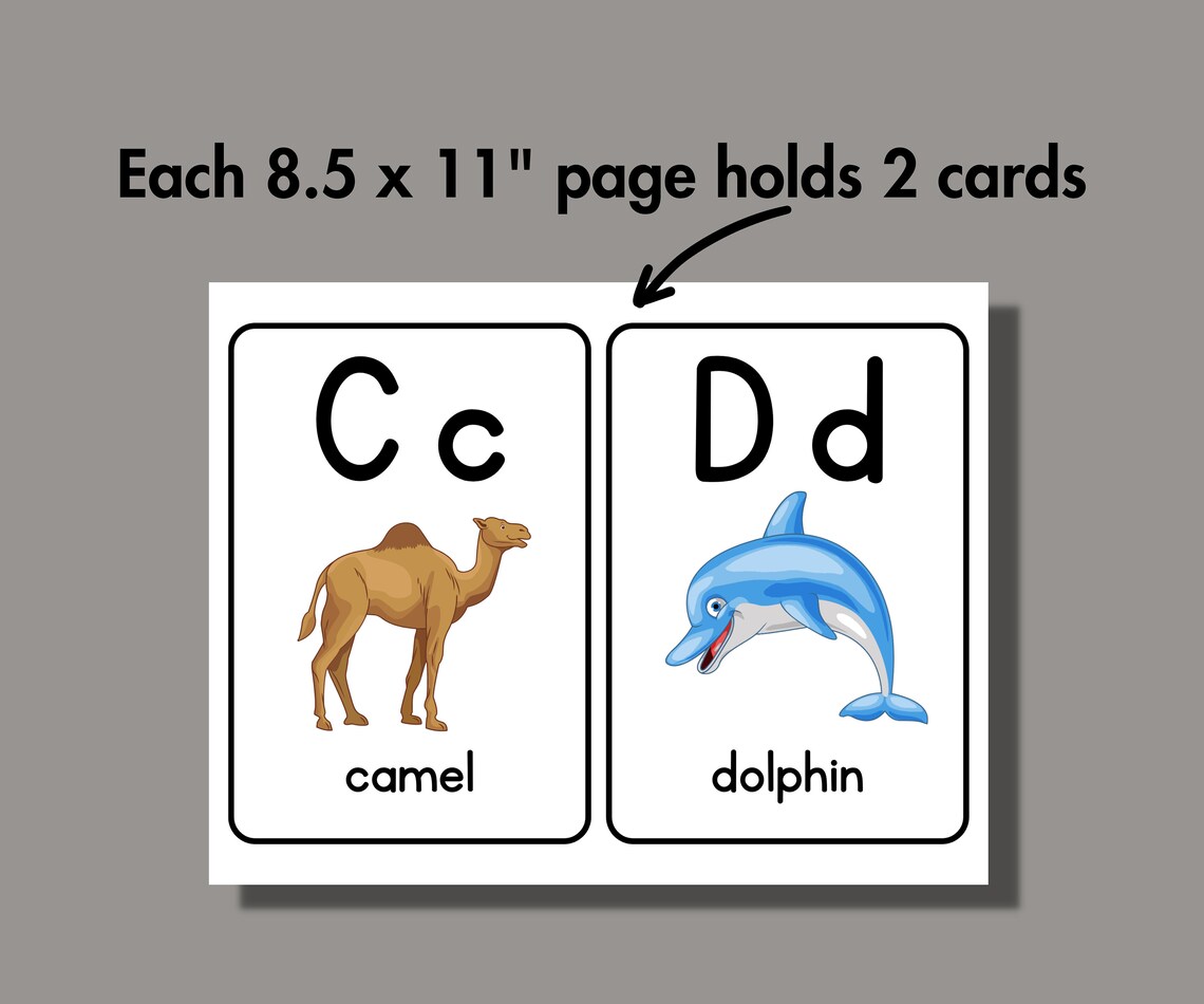 Alphabet Flashcards, ABC Printable Picture Flashcards, Printable ...