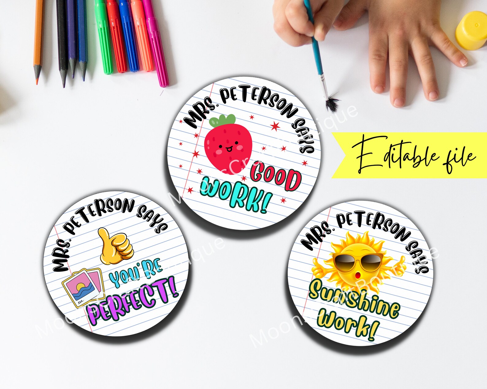 Teacher Reward Stickers Student Reward Stickers Editable Stickers ...