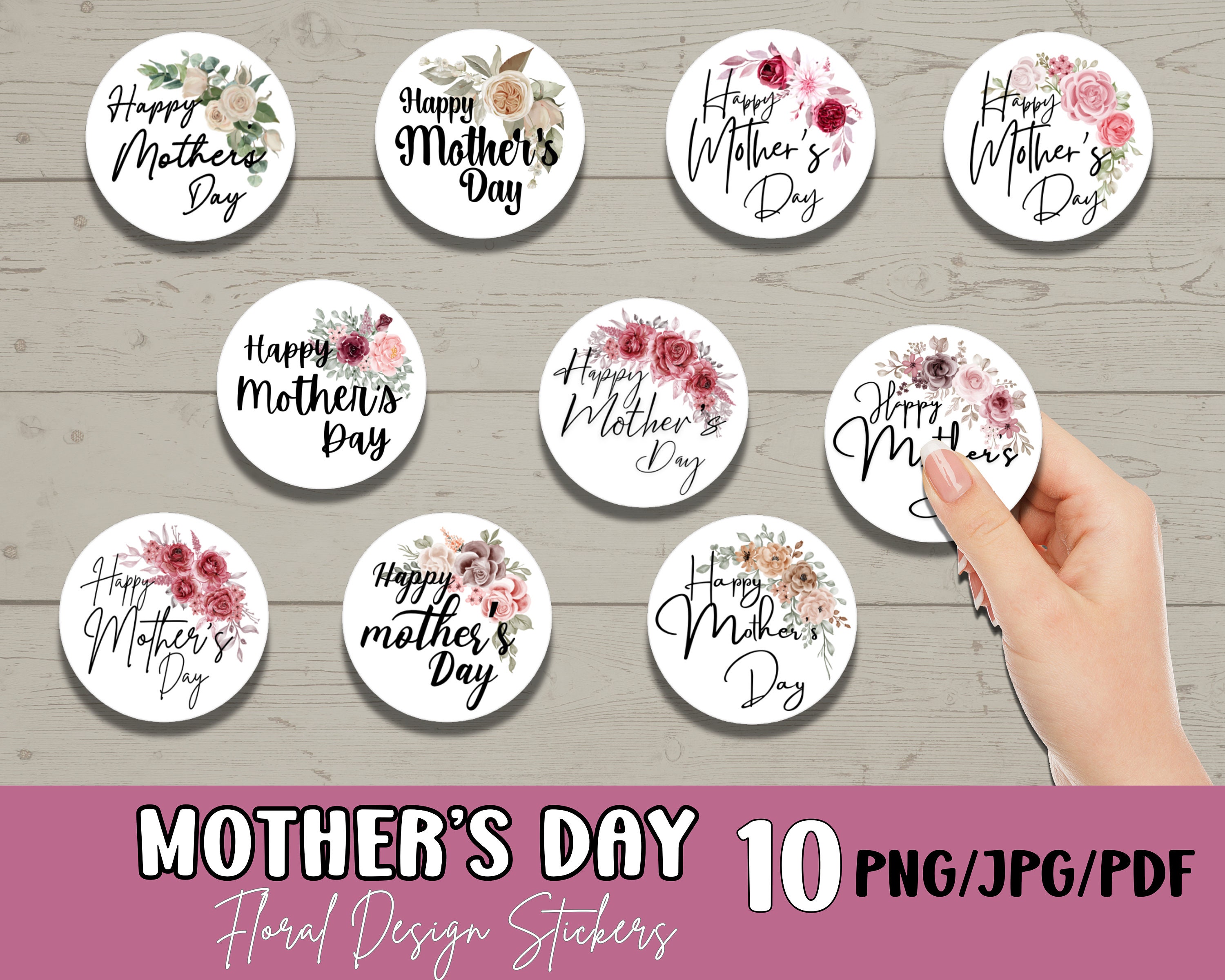 Printable Mother's Day Stickers, Mother's Day Gift Tags, Instant ...