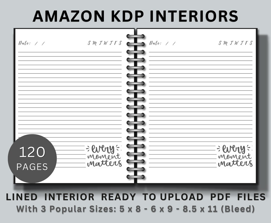 Amazon KDP Lined Interior / Ready to Upload PDF Files / KDP Templates ...