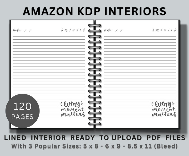 Amazon KDP Lined Interior / Ready to Upload PDF Files / KDP Templates ...