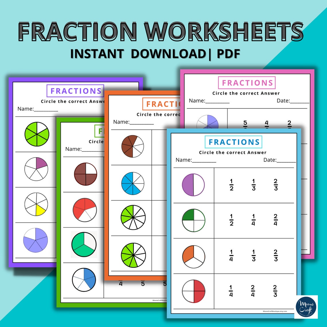 15 Printable Fraction Worksheets Basic Fractions Fraction Math Activity ...