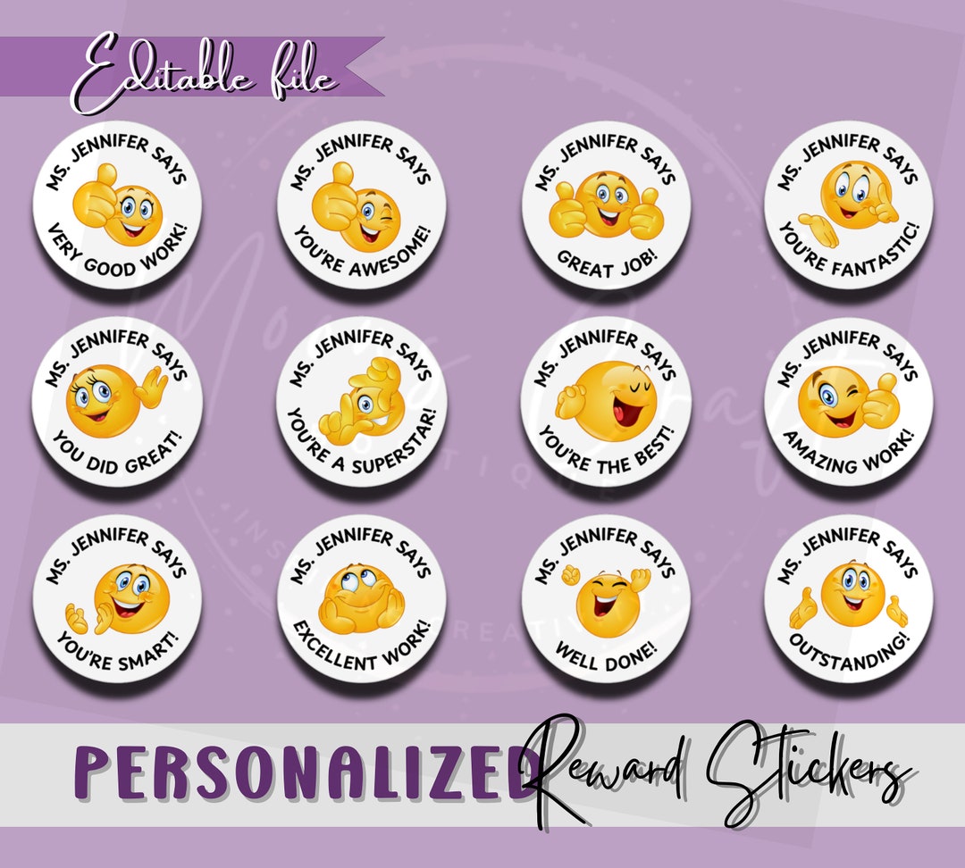 Emoji Reward Stickers Personalized Fun Impression Stickers Student ...