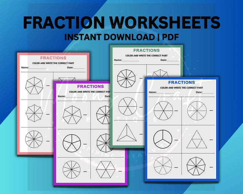 Printable Fraction Worksheets. Fraction Worksheets Fraction - Etsy