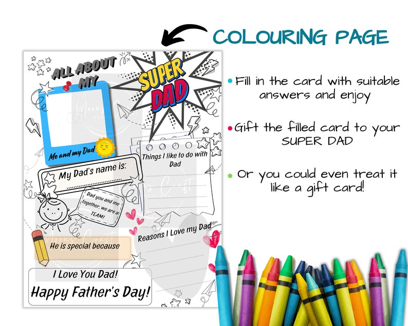 Father's Day Printables, All About My SUPER DAD, Instant Download ...