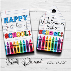 Welcome Back to School Gift Tags, Happy First Day of School Tags, Gift ...