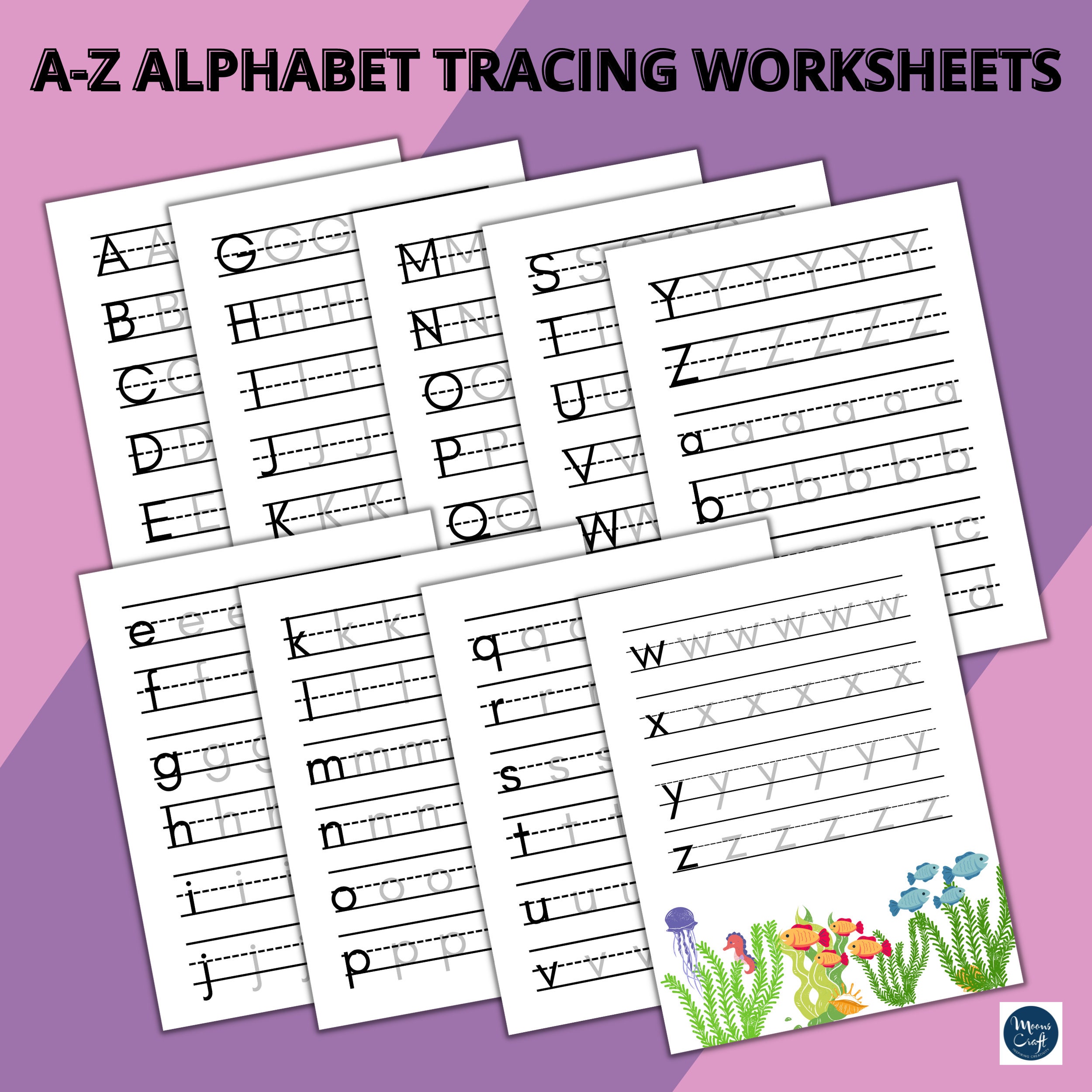 Printable Alphabet Tracing Worksheets / Pre-writing Worksheets ...