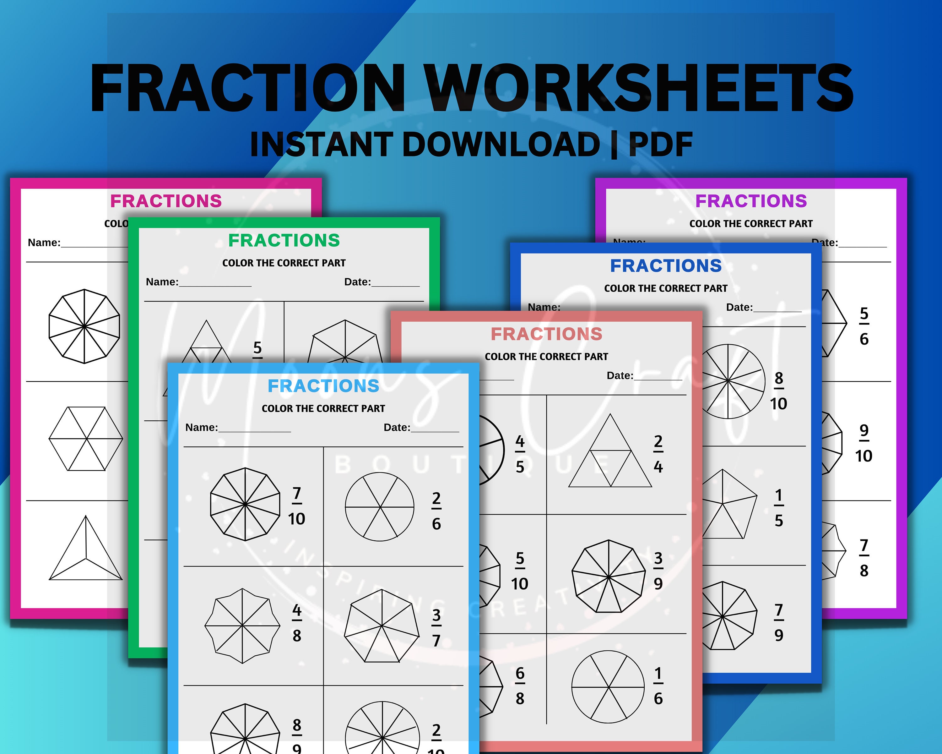 Printable Fraction Worksheets. Fraction Worksheets, Fraction Activities ...