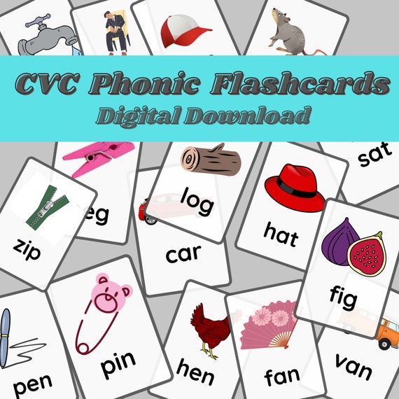 CVC Phonic Flashcards for Kids in Preschool Kindergarten and | Etsy