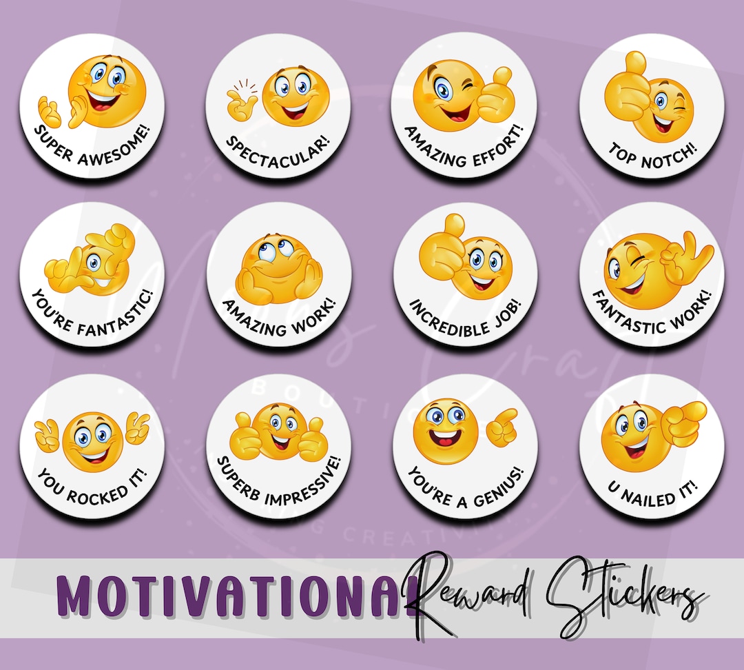 Emoji Reward Stickers Motivational Reward Stickers Fun Impression ...