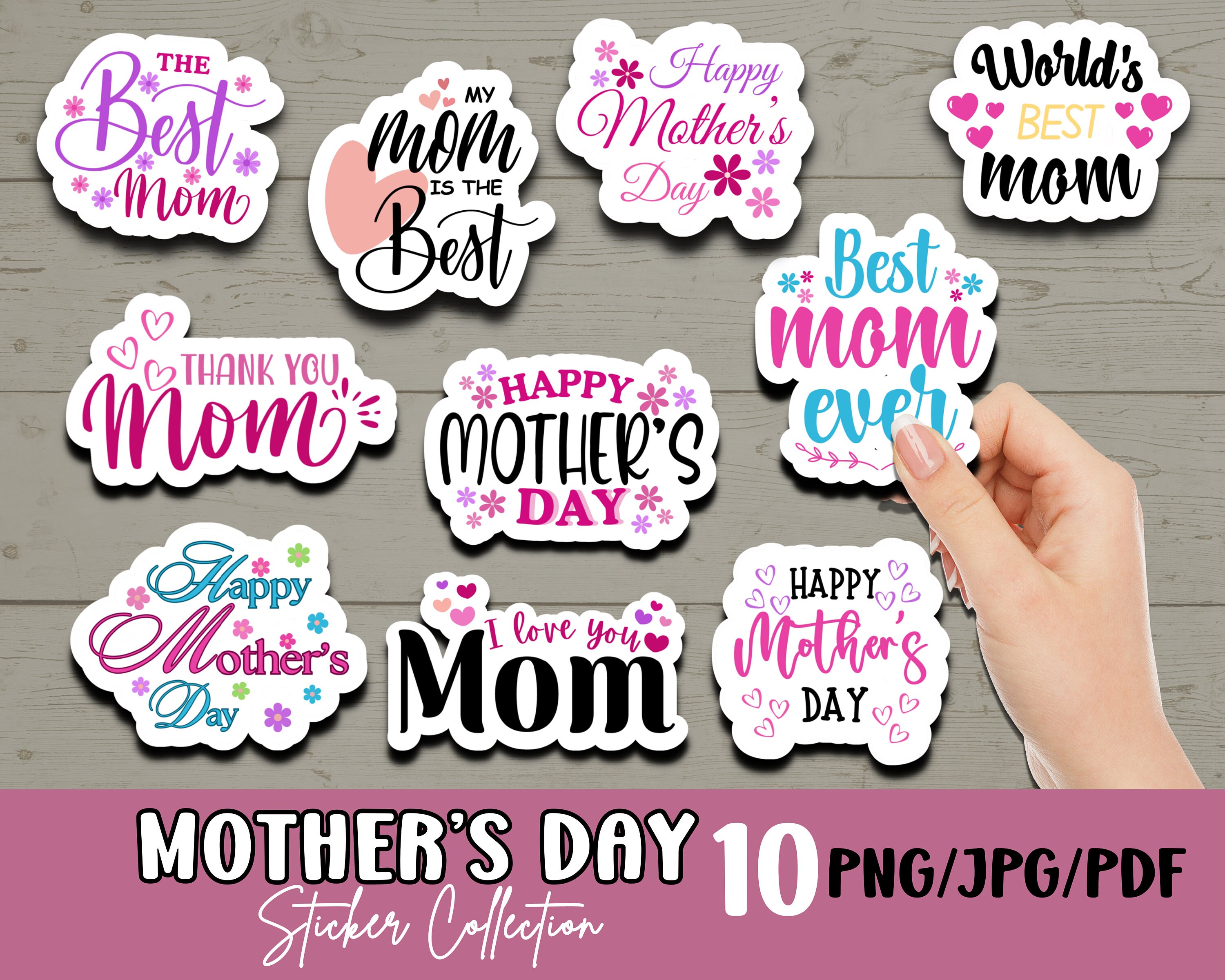 Mother's Day Stickers, Mother's Day PNG Bundle, Digital Downloads ...