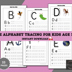 A-Z Alphabet Tracing Worksheets for Preschool & Elementary School Kids ...