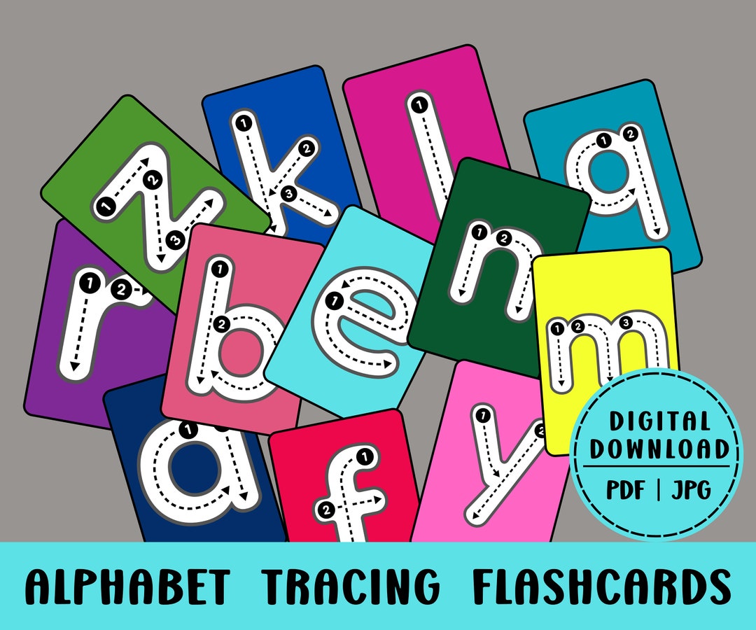 Alphabet Tracing Flashcards Alphabet Uppercase Letters - Etsy