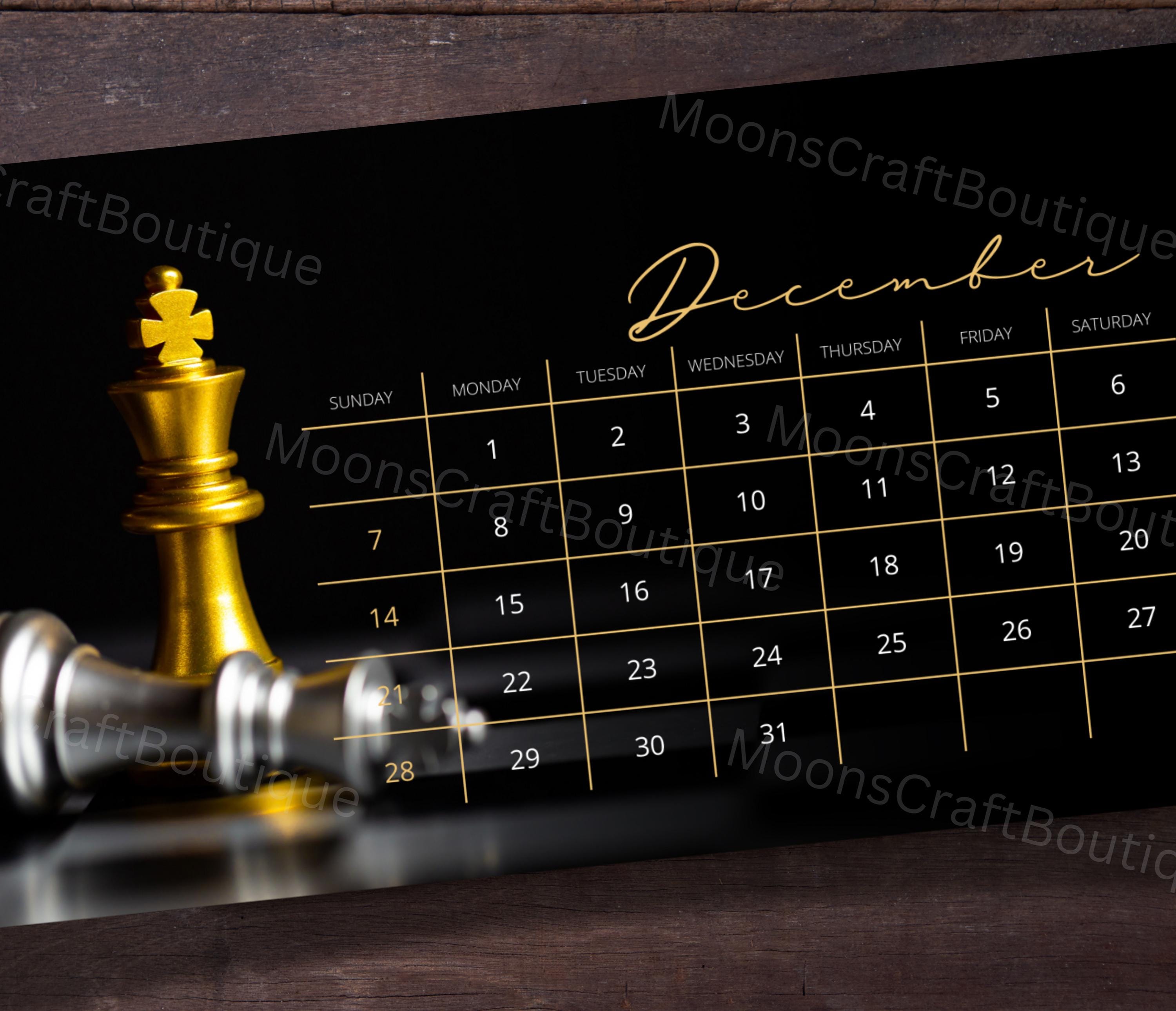 Printable 2025 Monthly Calendar Chess Theme Desk Calendar Monthly ...