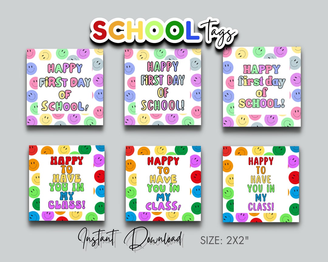 Printable Teacher Appreciation Tags, Happy First Day of School Tags, 2 ...