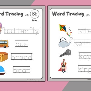 A to Z Alphabet Word Tracing Worksheets for Preschoolers and Elementary ...