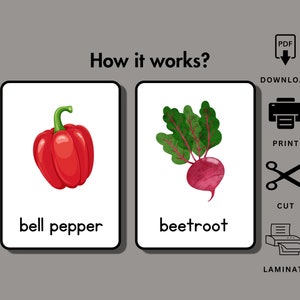 Vegetable Flashcards, Printable Flashcards, Preschool, Home School ...