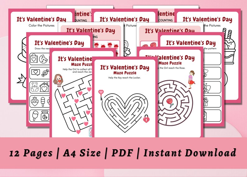 Printable Valentine's Day Worksheets/kids Activities/valentine's Day ...