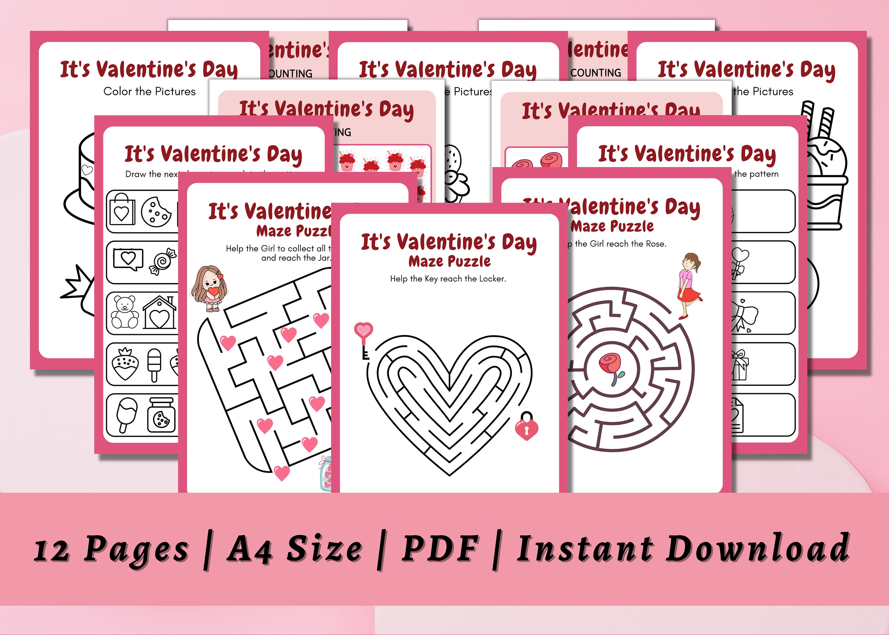 Printable Valentine's Day Worksheets/kids Activities/valentine's Day ...