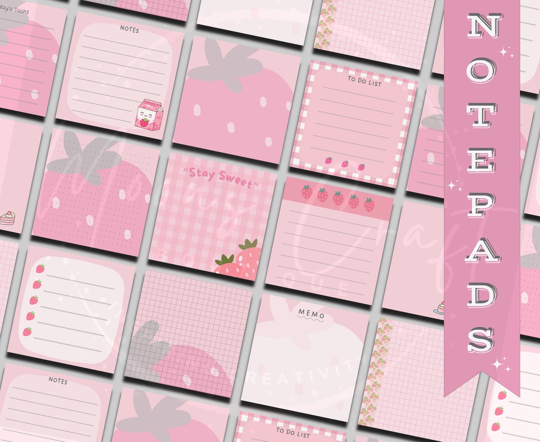 Notepads Printable Memo Pads Stationery Collection Cute Sticky Notepads ...