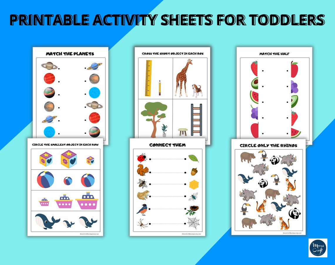 Printable Activity Sheets for Toddlers and Kindergarten Kids / - Etsy