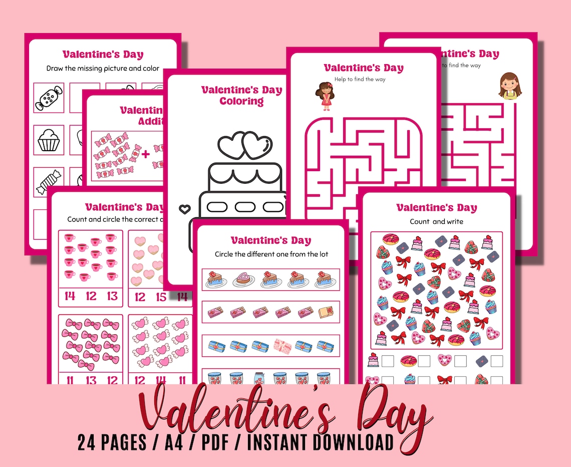 Valentine's Day Preschool Worksheets, Kids Valentine's Day Activity ...