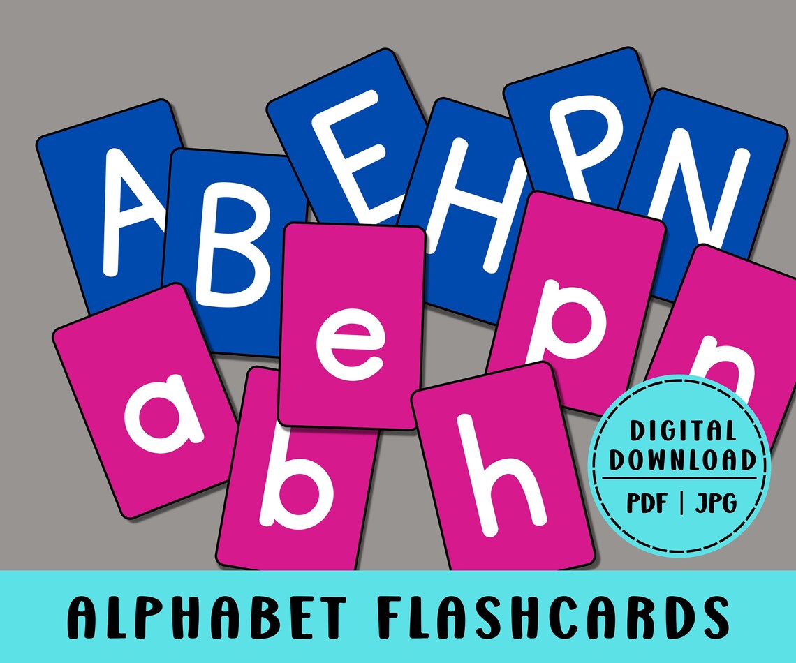 Alphabet Flashcards Alphabet Uppercase and Lowercase Letters - Etsy