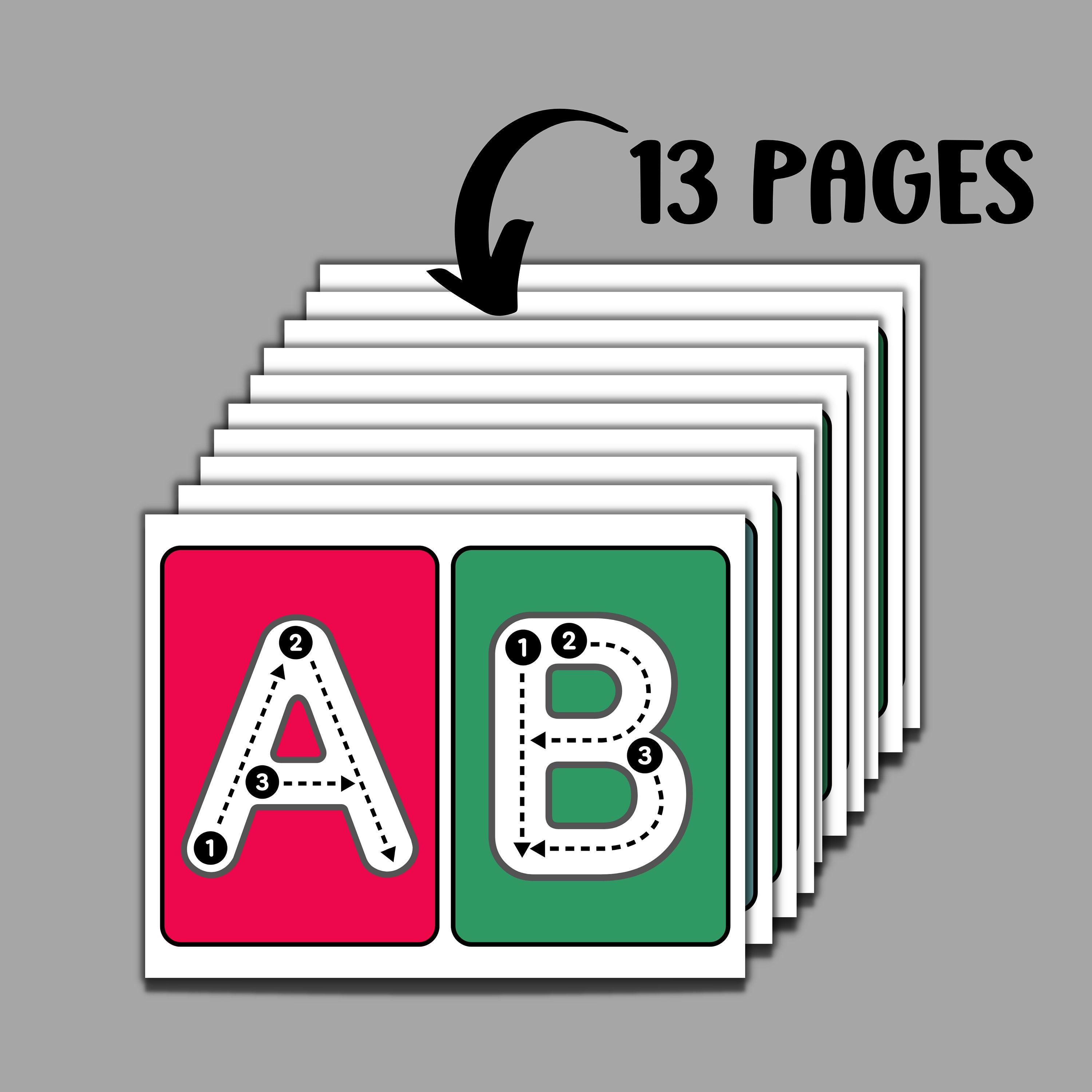 Alphabet Tracing Flashcards, Alphabet Uppercase Letters, Alphabet Cards ...