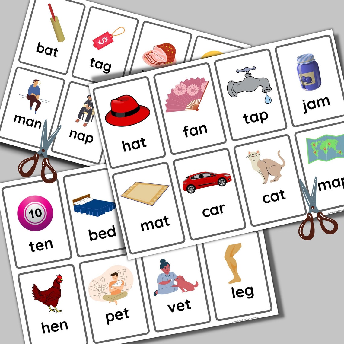 CVC Phonic Flashcards for Kids in Preschool, Kindergarten and ...