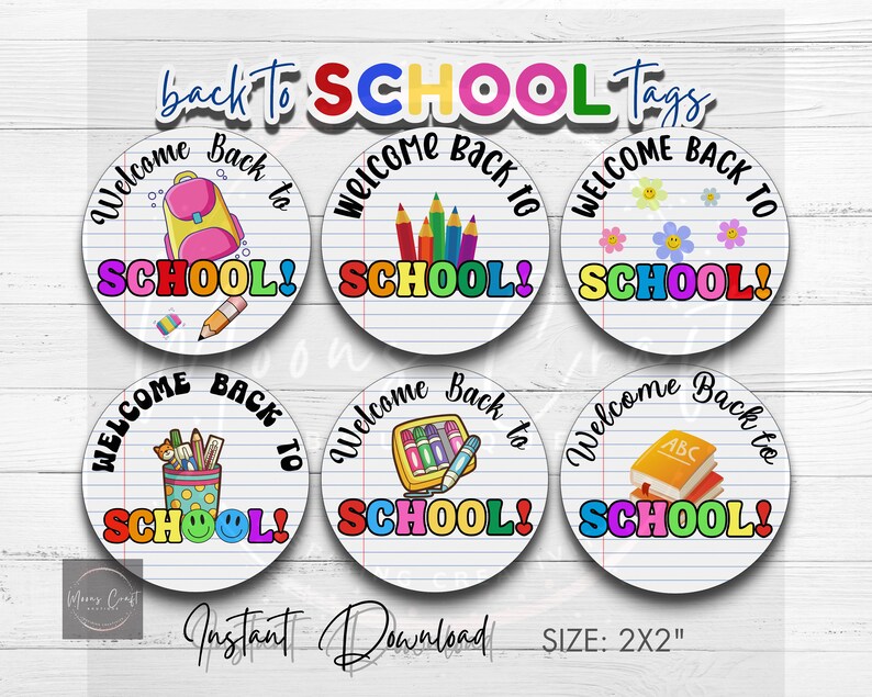 Welcome Back to School Gift Tags, Teacher Appreciation Tags, 2 Size ...