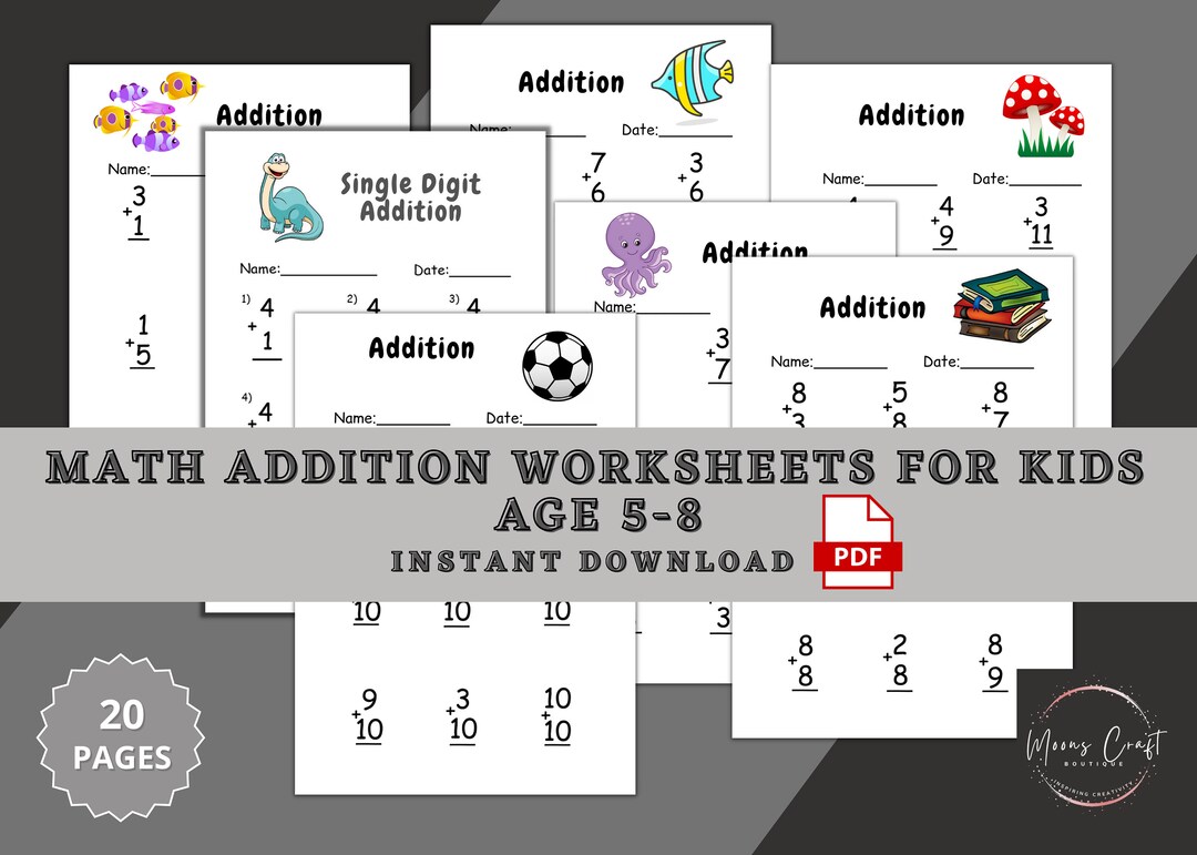 Math Addition Worksheets for Beginners, Printable Math Worksheets for ...