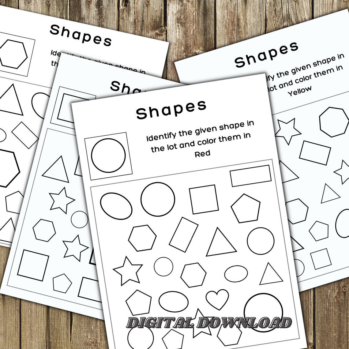 10 Printable Shape Activity Sheets for Kids in Preschool, Kindergarten ...
