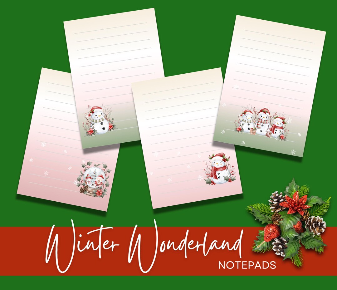 Christmas Notepads Printable 5x7" Christmas Stationery Lined Notepads ...