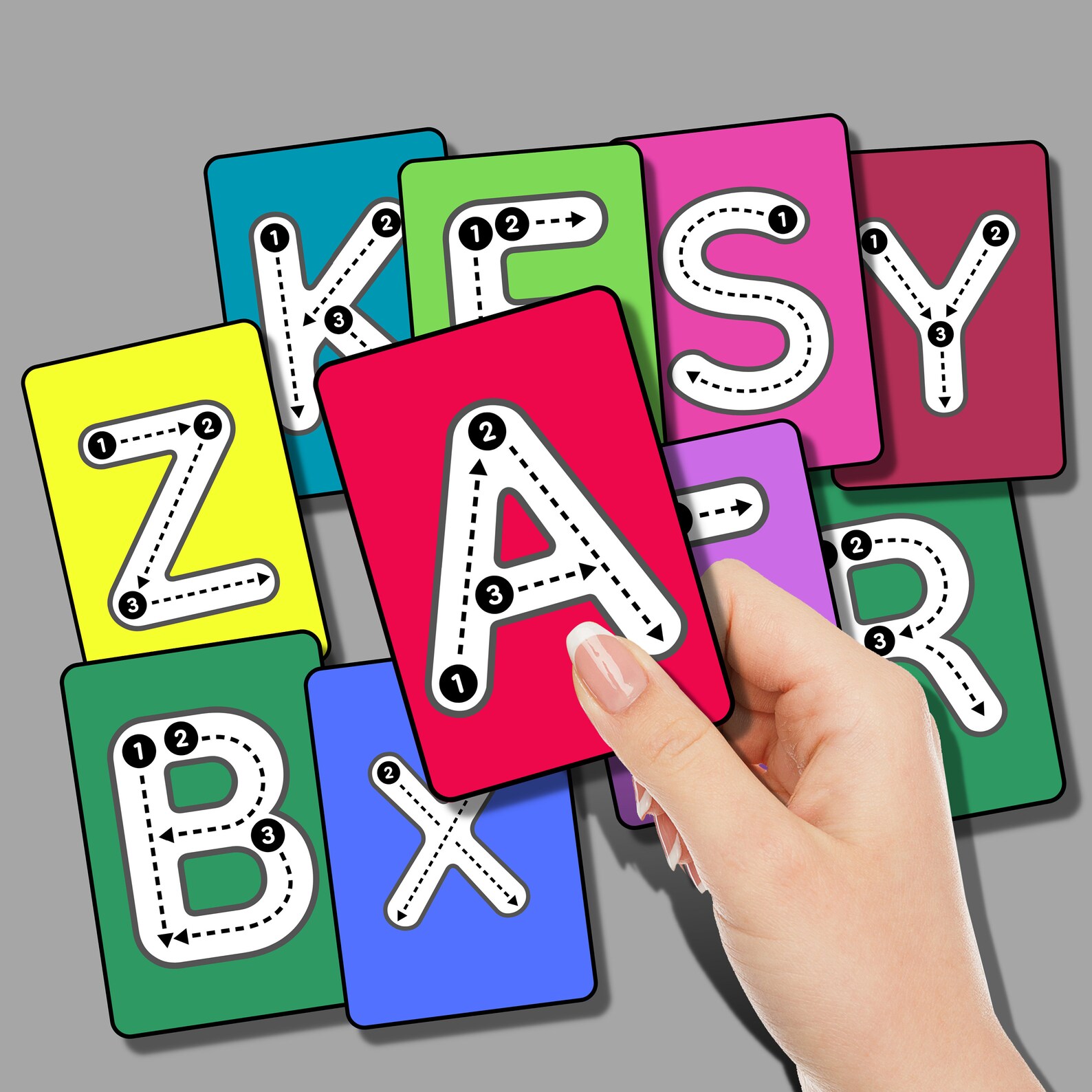 Alphabet Tracing Flashcards, Alphabet Uppercase Letters, Alphabet Cards ...