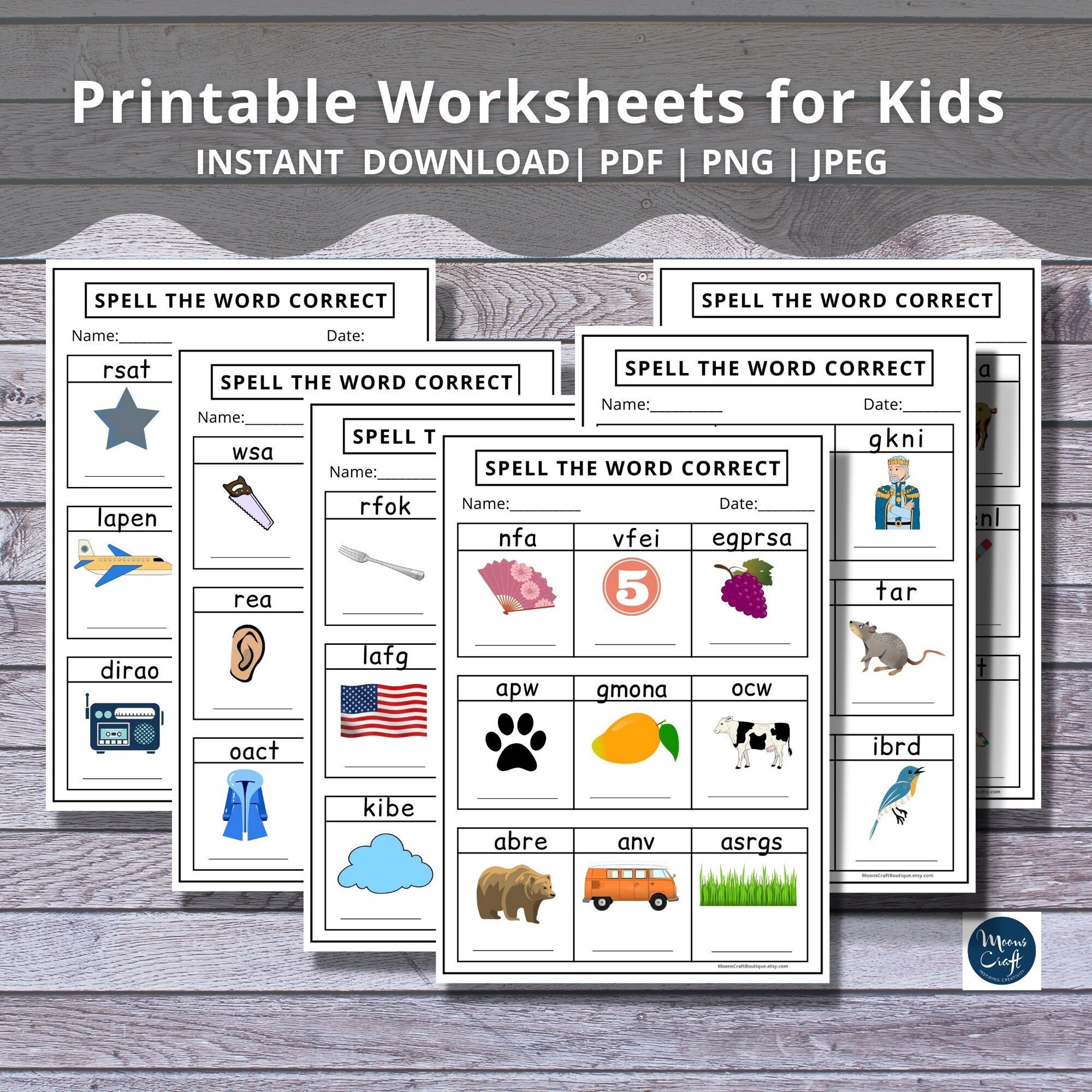 Spell the Word Correct Spelling Practice Printable Worksheets for Kids ...