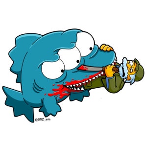 Blinky X Jaws Simpsons Sticker - Etsy