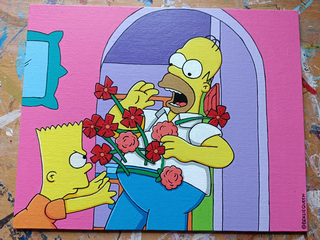 The Simpsons-go Eat Some Flowers-painting - Etsy