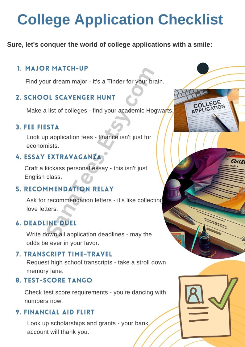 College Application Checklist, PDF Downloadable. Your College ...