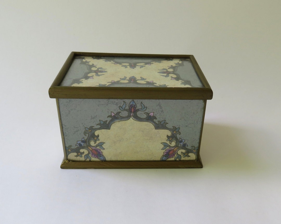 Vintage Box Art Nouveau Design Glass Wood Jewelry Box - Etsy UK