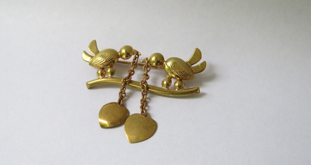 Broche vintage oiseau broche mariage oiseau couple coeurs - Etsy France