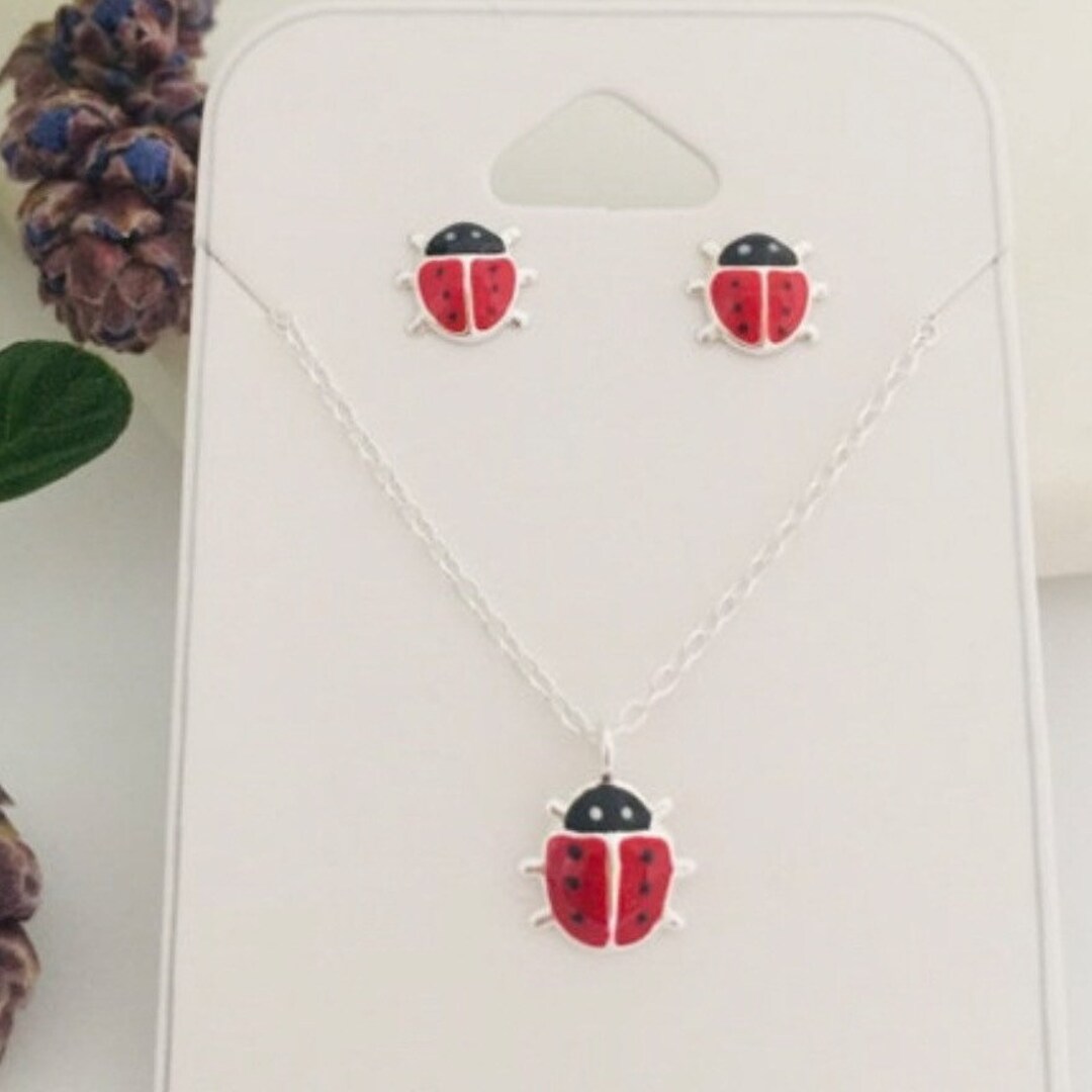 LADYBUG NECKLACE EARRINGS, Ladybird Earrings, Ladybird Necklace ...