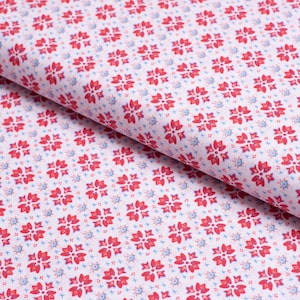 Fabric Floral Pattern Red, Poplin Cotton Fabric Flowers Floral Red - Etsy