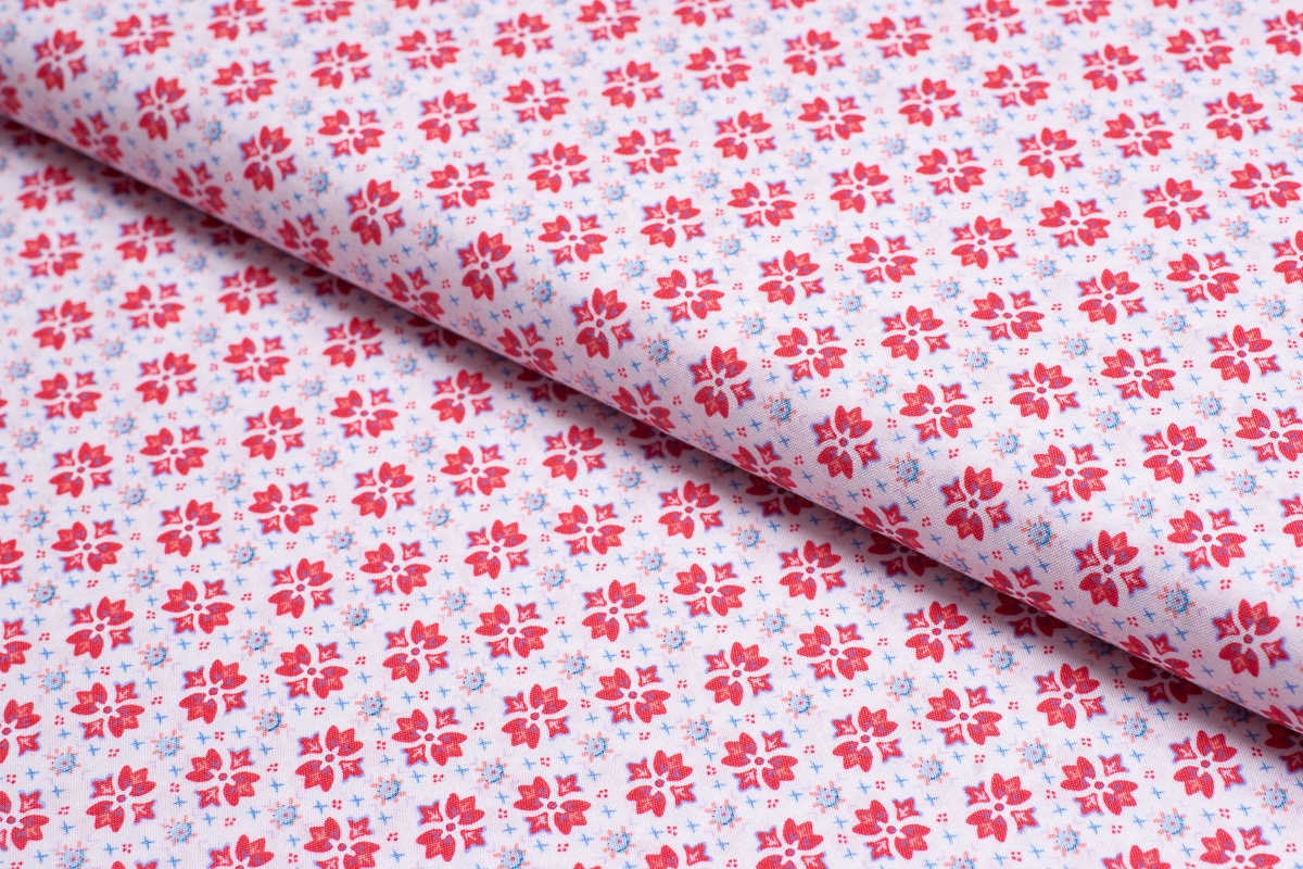 Fabric Floral Pattern Red Poplin Cotton Fabric Flowers Floral - Etsy