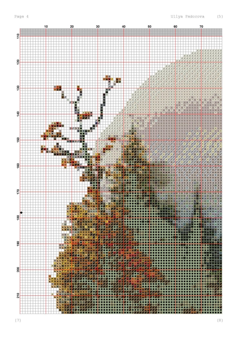 Feather Landscape Cross Stitch Pattern PDF | Autumn River and Mountains ...